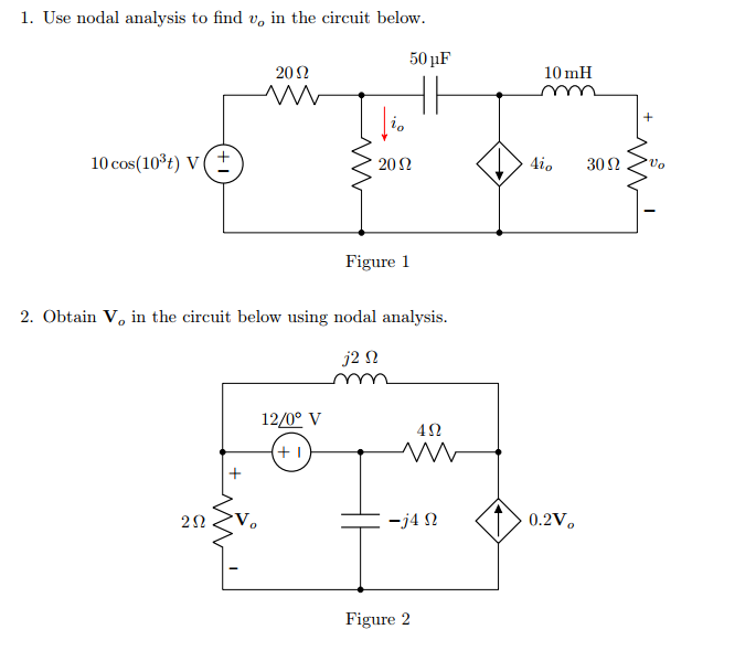 Solved 1. Use nodal analysis to find vo in the circuit | Chegg.com