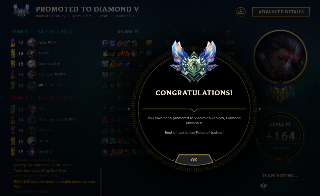 Just got to Diamond by onetricking Diana with 70% w/r! Feel free to ask ...